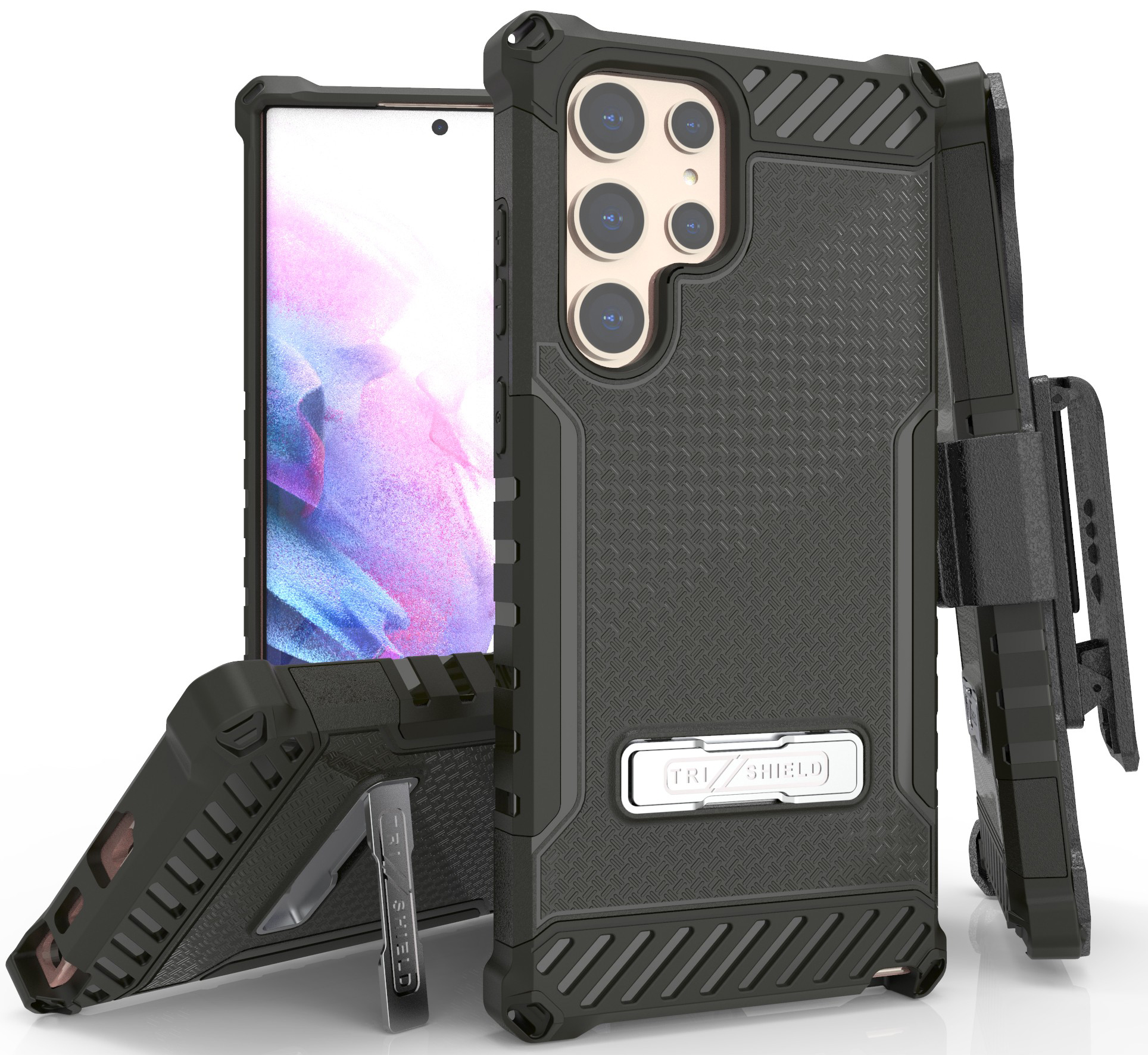 TRI SHIELD RUGGED CASE Stand Belt Clip Holster Strap For Galaxy S22